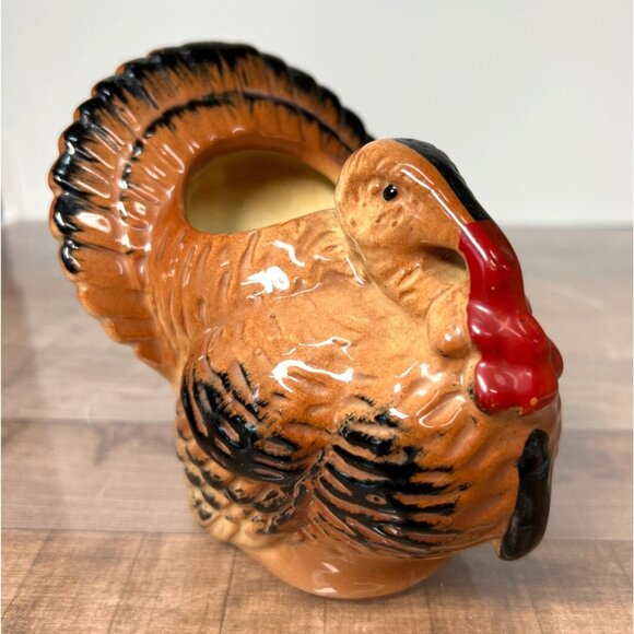 Accents | Vintage Ceramic Turkey Planter Vase Midcentury Orange Black ...